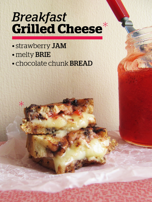 Breakfast Grilled Cheese: Brie, Jam, and Chocolate Chunk Egg Bread ...