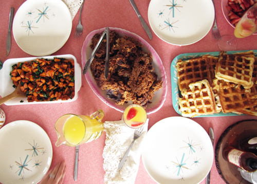 Fried Chicken & Rosemary Belgian Waffles – Take a Megabite