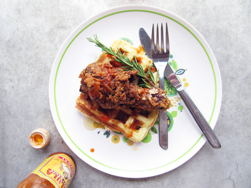 Fried Chicken & Rosemary Belgian Waffles – Take a Megabite